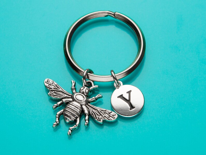 Queen Bee Keychain Bee Key Ring Bumble Bee Keyring Initial | Etsy