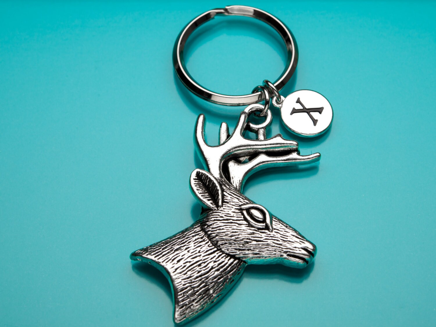 Deer Head Keychain Deer Key Ring Deer Antlers Keychain - Etsy