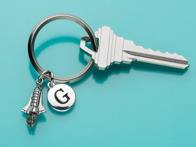 Rocket Keychain Rocket Key Ring Initial Keychain | Etsy
