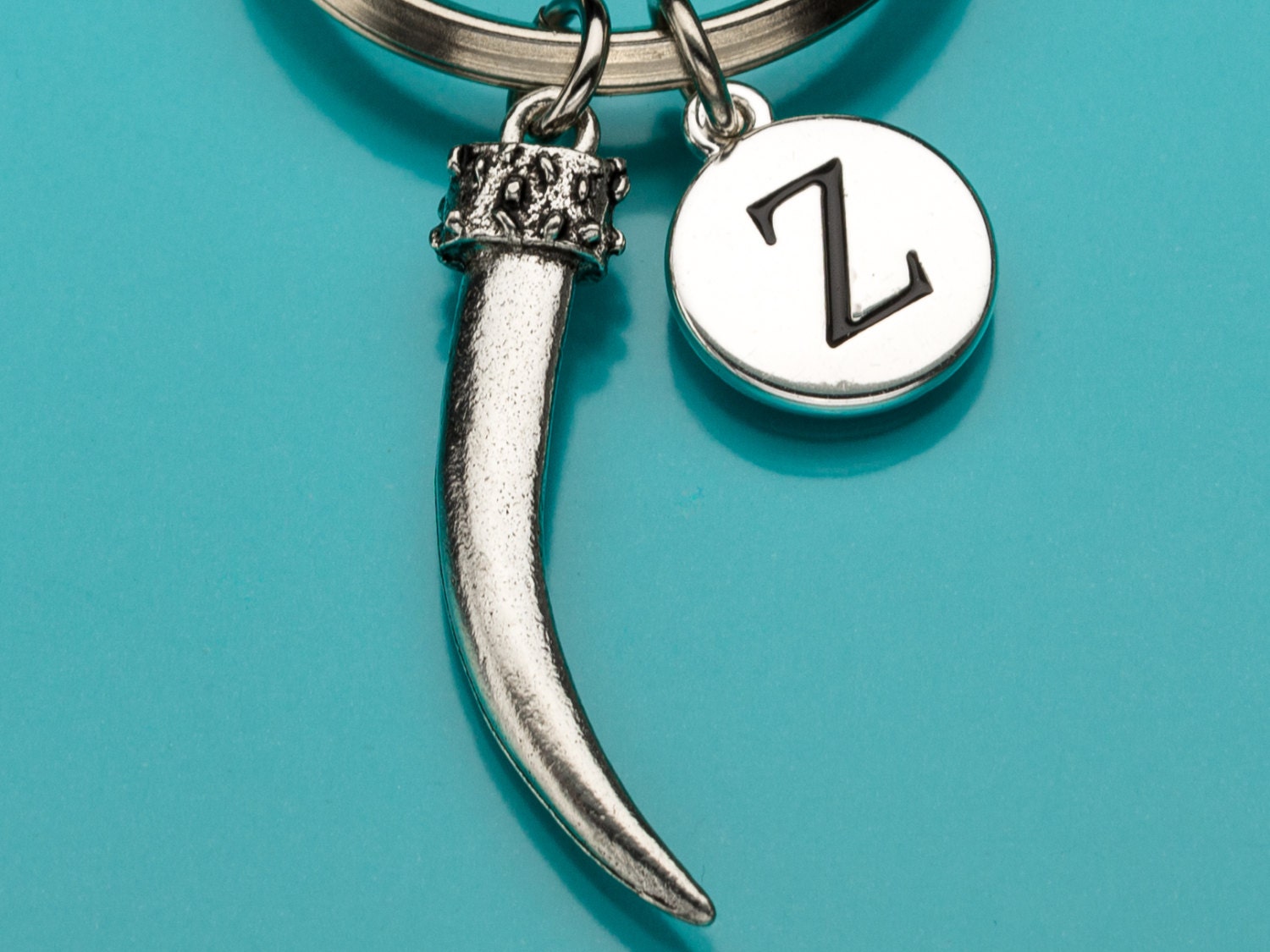 Elephant Tusk Keychain, Tusk Key Chain, Tusk Charm Key Ring, Initial ...