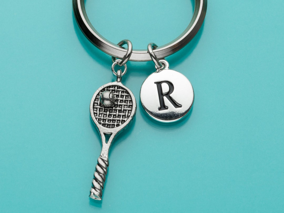 Tennis Racquet Keychain, Tennis Racket Key Ring, Sports, Initial ...