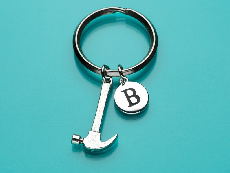 Hammer Keychain, Hammer Key Ring, Claw Hammer, Tool Charm, Initial ...
