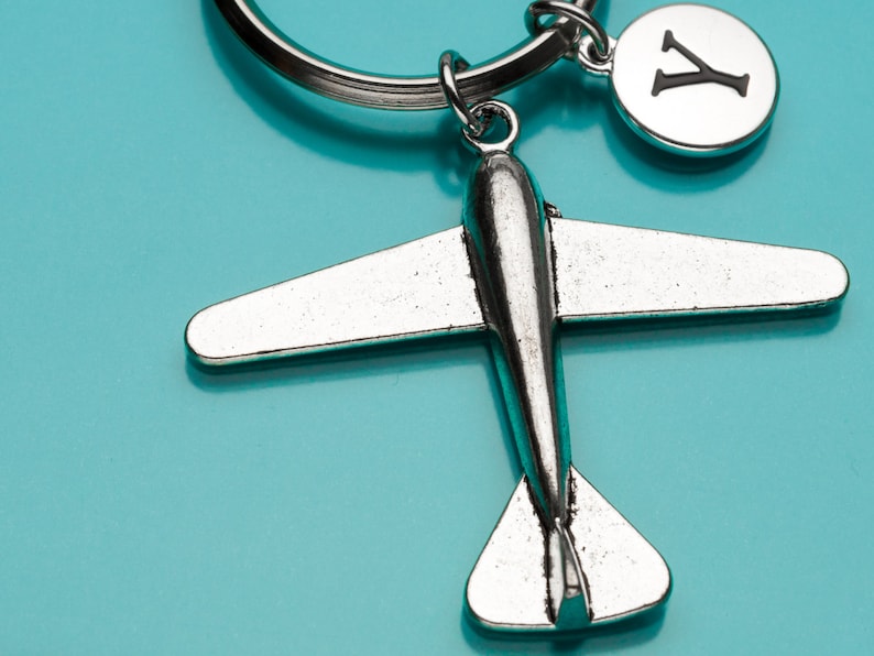 Airplane Keychain Airplane Key Ring Large Plane Initial - Etsy
