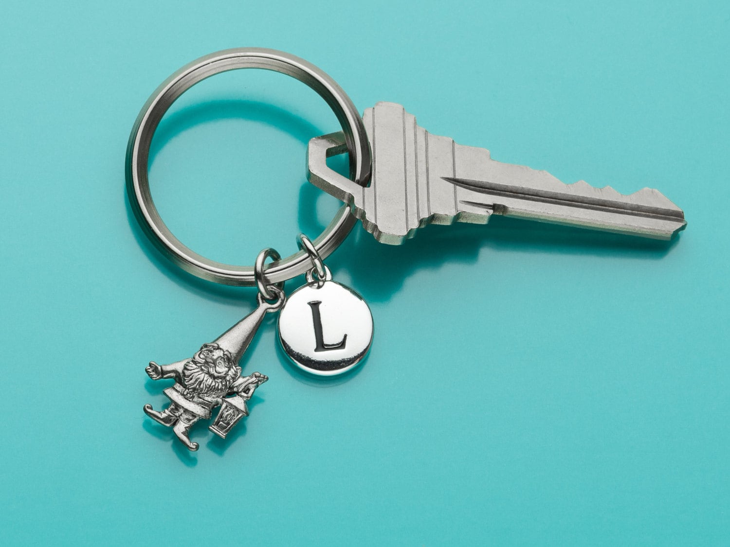 Gnome Keychain Gnome Key Ring Initial Keychain Personalized - Etsy