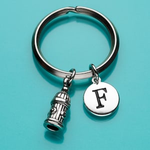 Fire Hydrant Keychain, Fire Hydrant Key Ring, Dog Charm, Initial ...