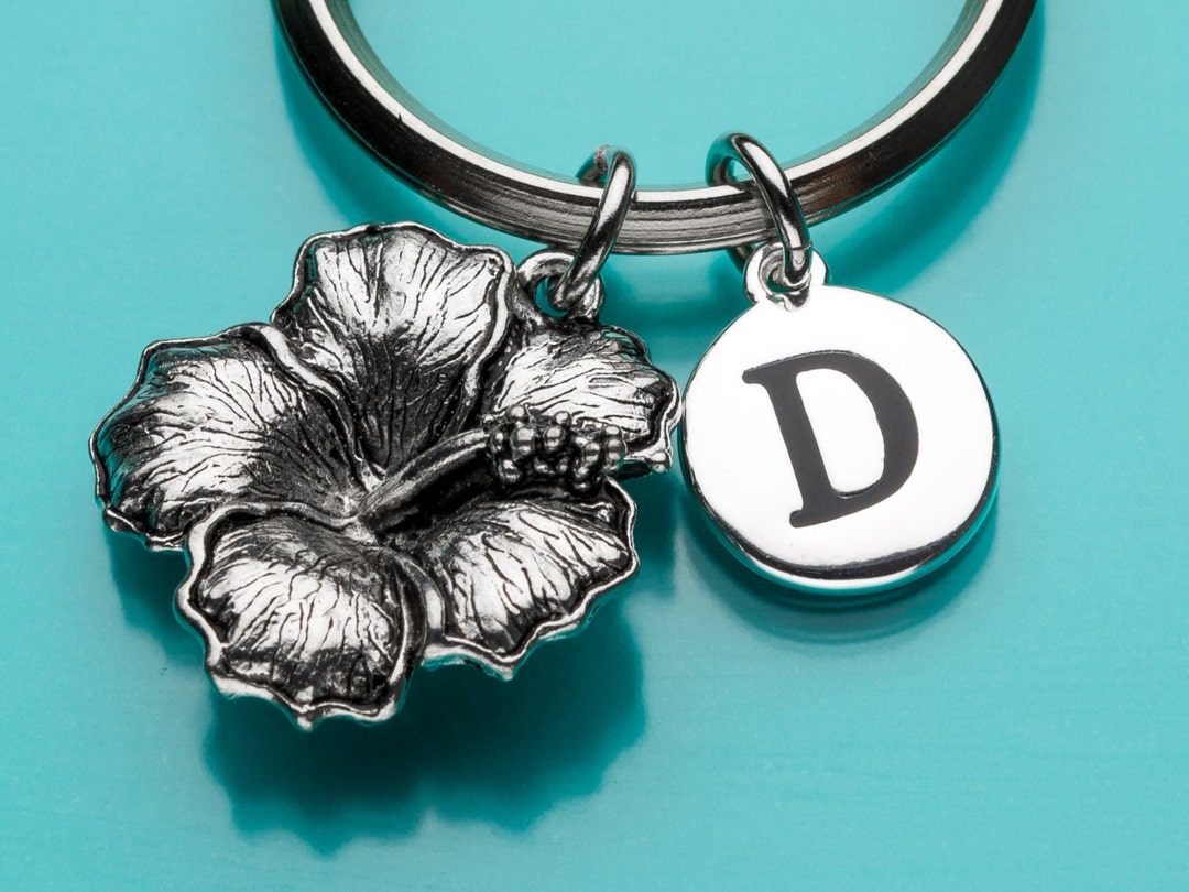 Hibiscus Keychain, Hibiscus Key Ring, Flower Charm, Garden Flower ...