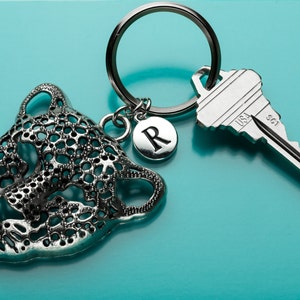 Huge Leopard Keychain, Leopard Key Ring, Jungle Animal Charm, Initial ...