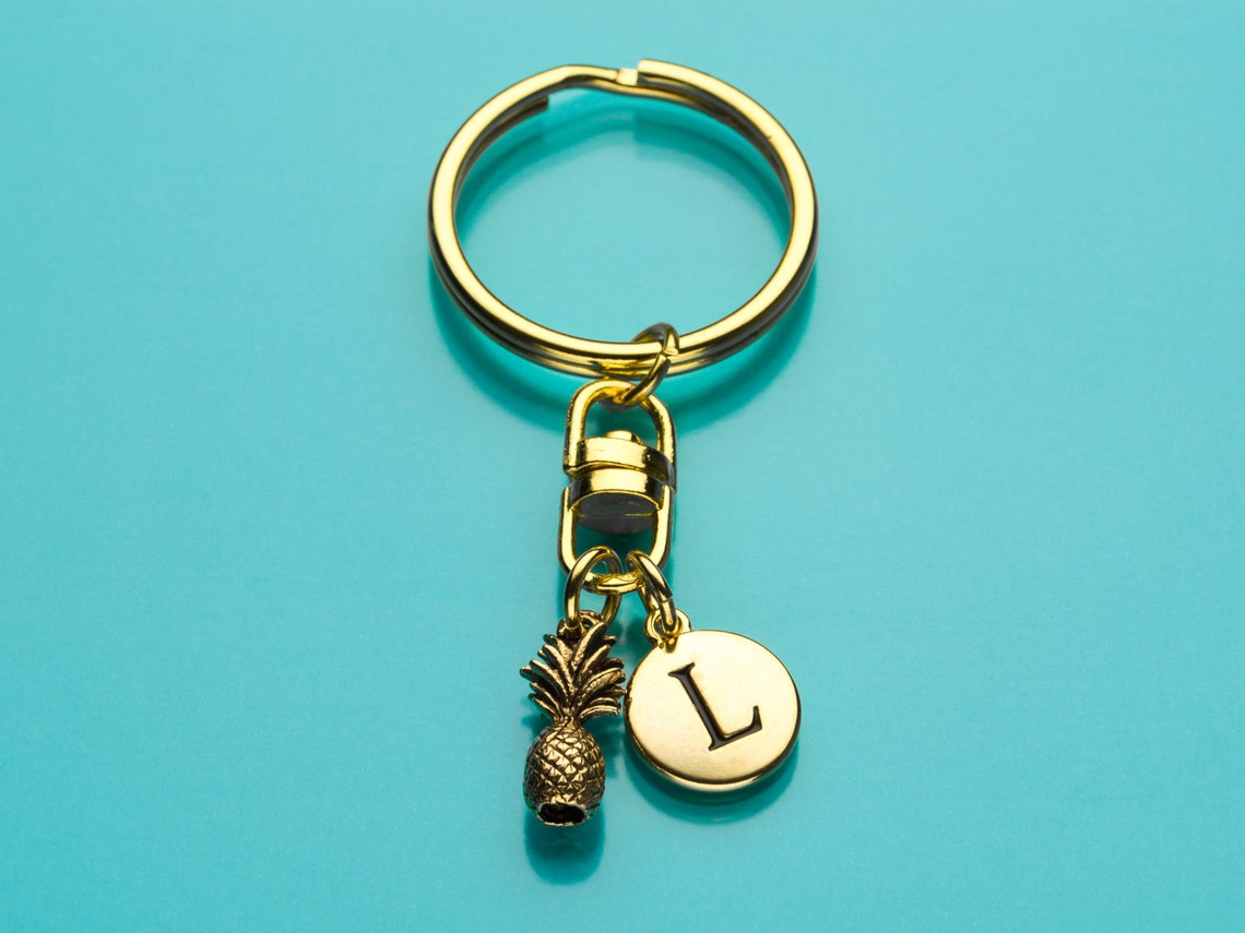 Pineapple Keychain Gold Pineapple Key Ring Food Charm - Etsy
