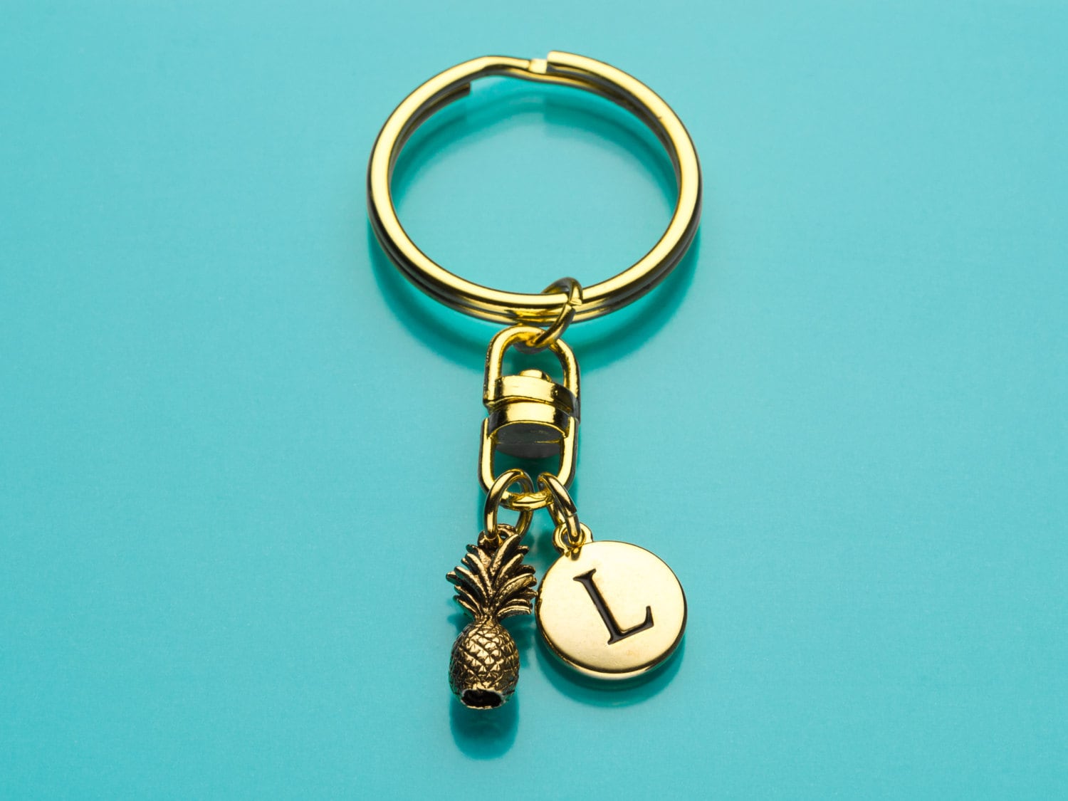 Pineapple Keychain Gold Pineapple Key Ring Food Charm - Etsy