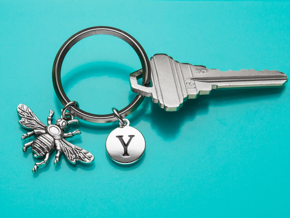 Queen Bee Keychain Bee Key Ring Bumble Bee Keyring Initial - Etsy