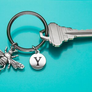 Queen Bee Keychain, Bee Key Ring, Bumble Bee Keyring, Initial Keychain ...