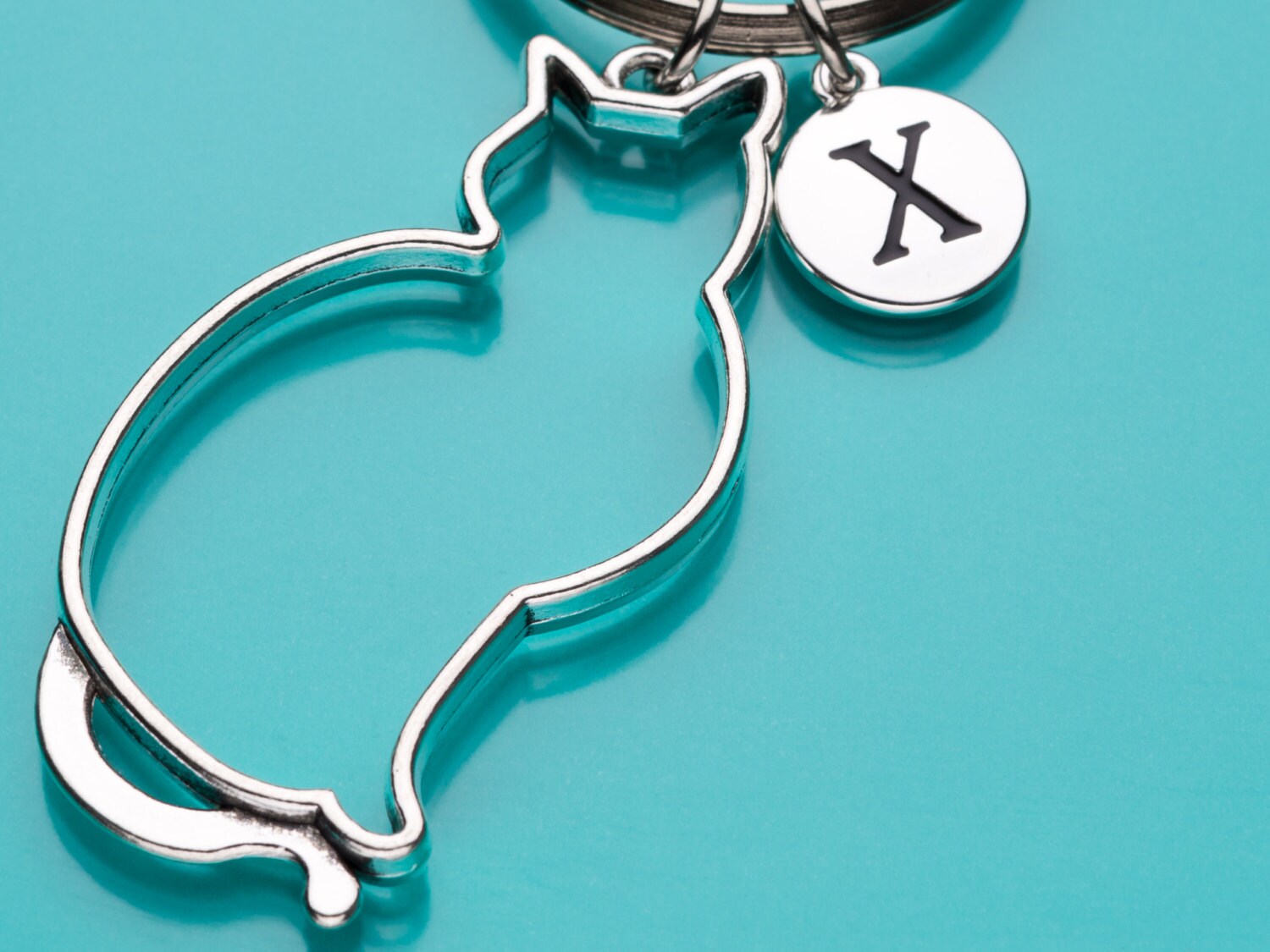 Cat Outline Keychain Cat Outline Key Ring Cat Charm Animal - Etsy