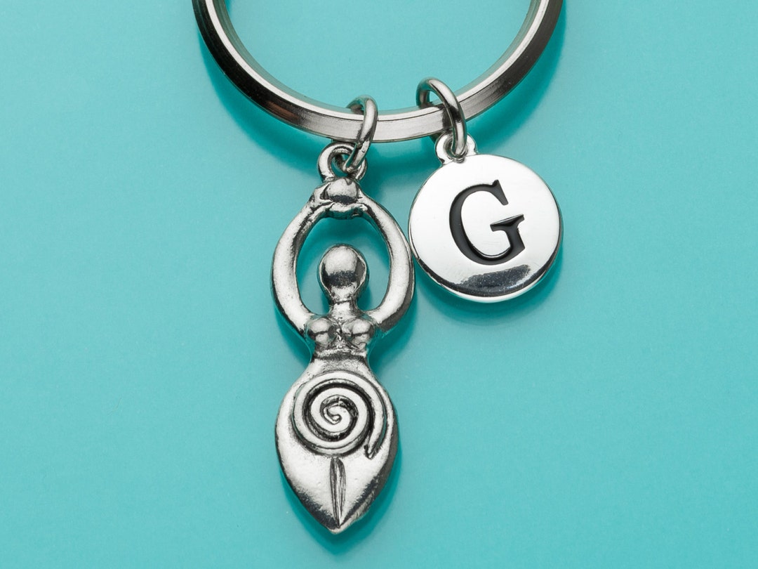Fertility Goddess Keychain, Fertility Goddess Key Ring, Initial ...