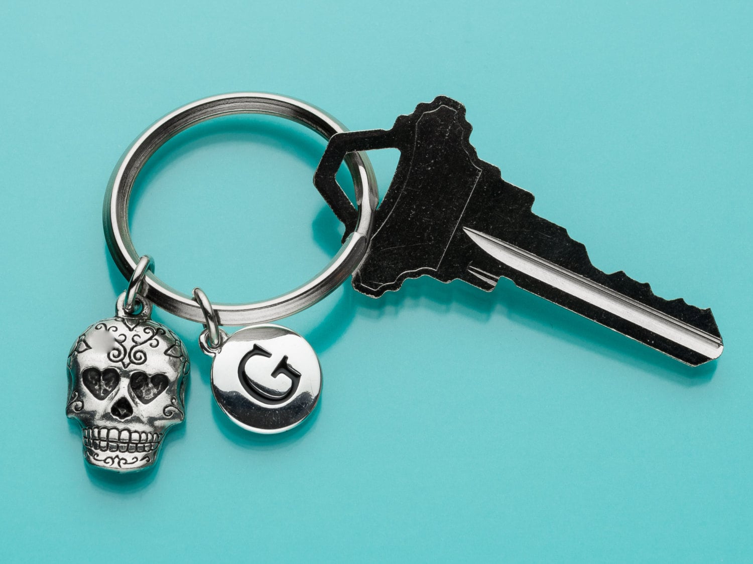 Sugar Skull Keychain Sugar Skull Key Ring Skull With Heart - Etsy