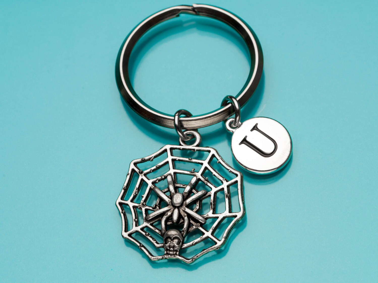 Spider Web Skull Keychain Spider Web Key Ring Web With - Etsy