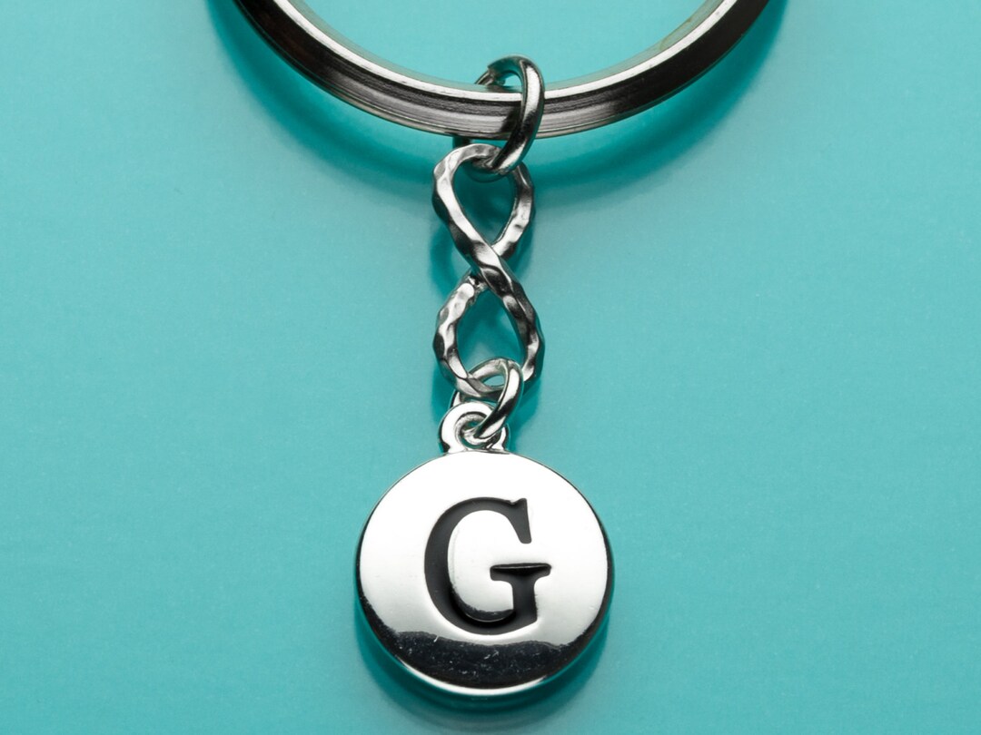 Hammered Infinity Symbol Keychain, Hammered Infinity Key Ring, Initial ...