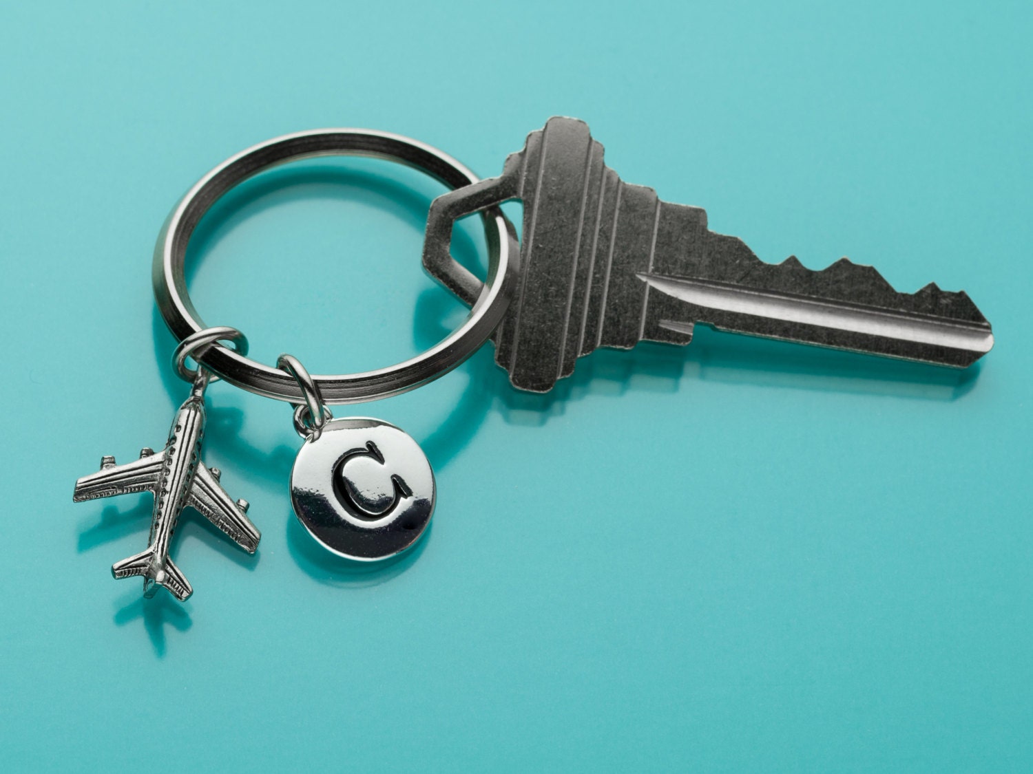 Airplane Keychain Airplane Key Ring Initial Keychain - Etsy