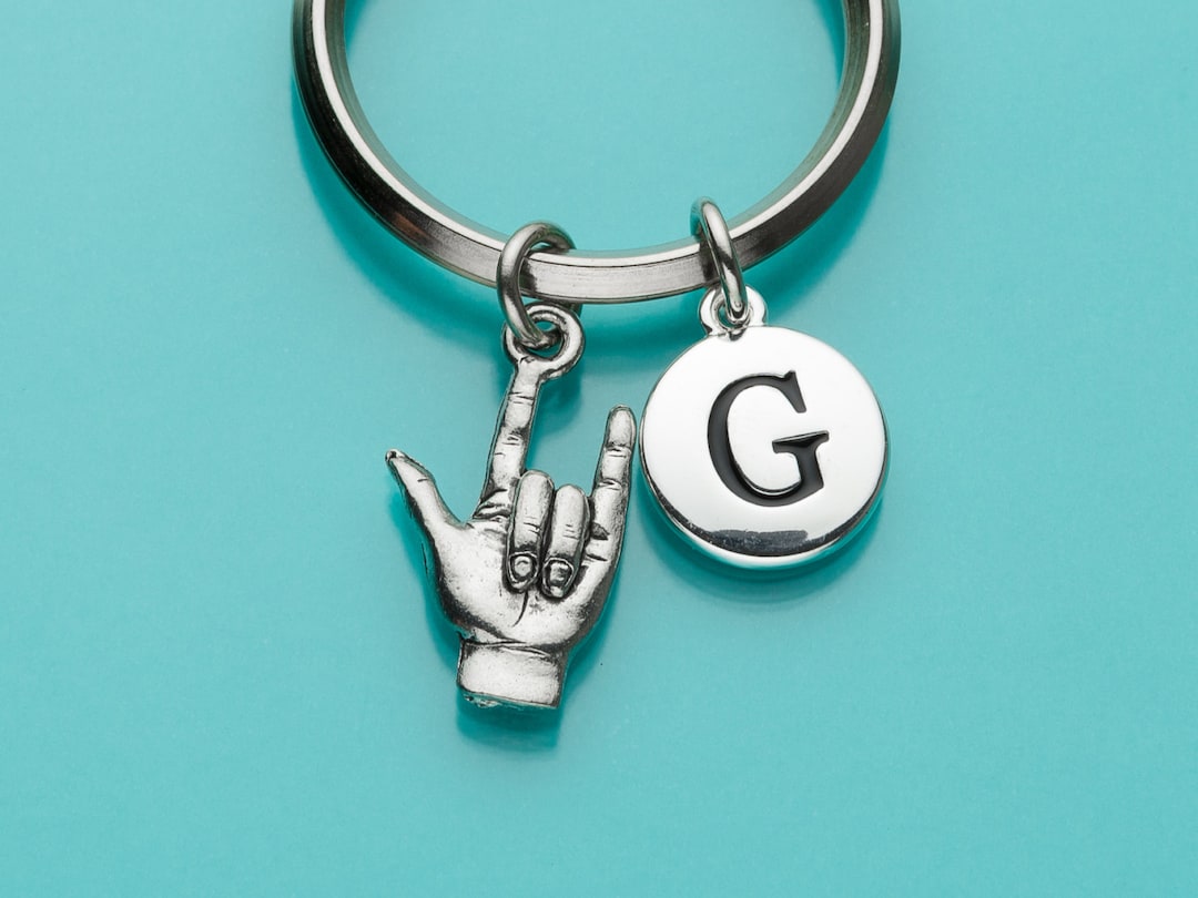 I Love You (sign Language) Keychain, I Love You Key Ring, ASL, Initial ...