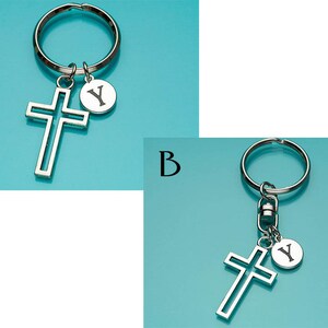 Cross Keychain, Outline Cross Key Ring, Religious Symbol, Initial ...