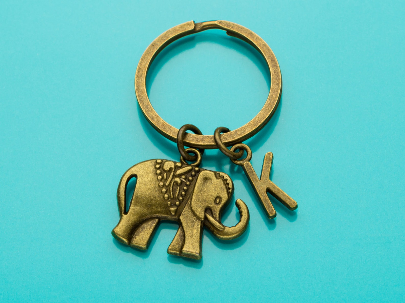 Elephant Keychain Bronze Elephant Key Ring Animal Charm - Etsy