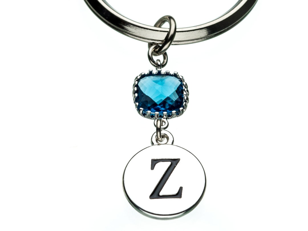 Sapphire Crystal Cushion Keychain, Sapphire Crystal Gem Key Ring ...