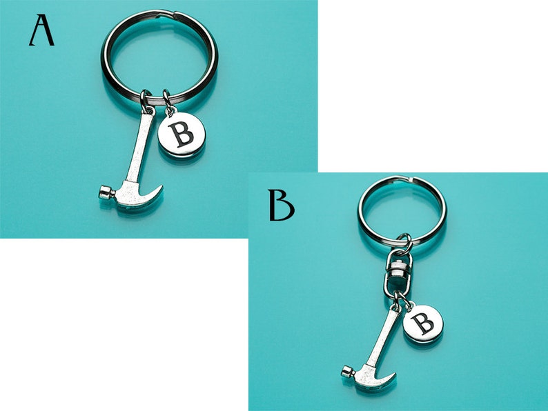 Hammer Keychain, Hammer Key Ring, Claw Hammer, Tool Charm, Initial ...