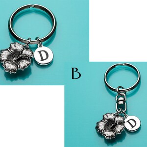 Hibiscus Keychain, Hibiscus Key Ring, Flower Charm, Garden Flower ...