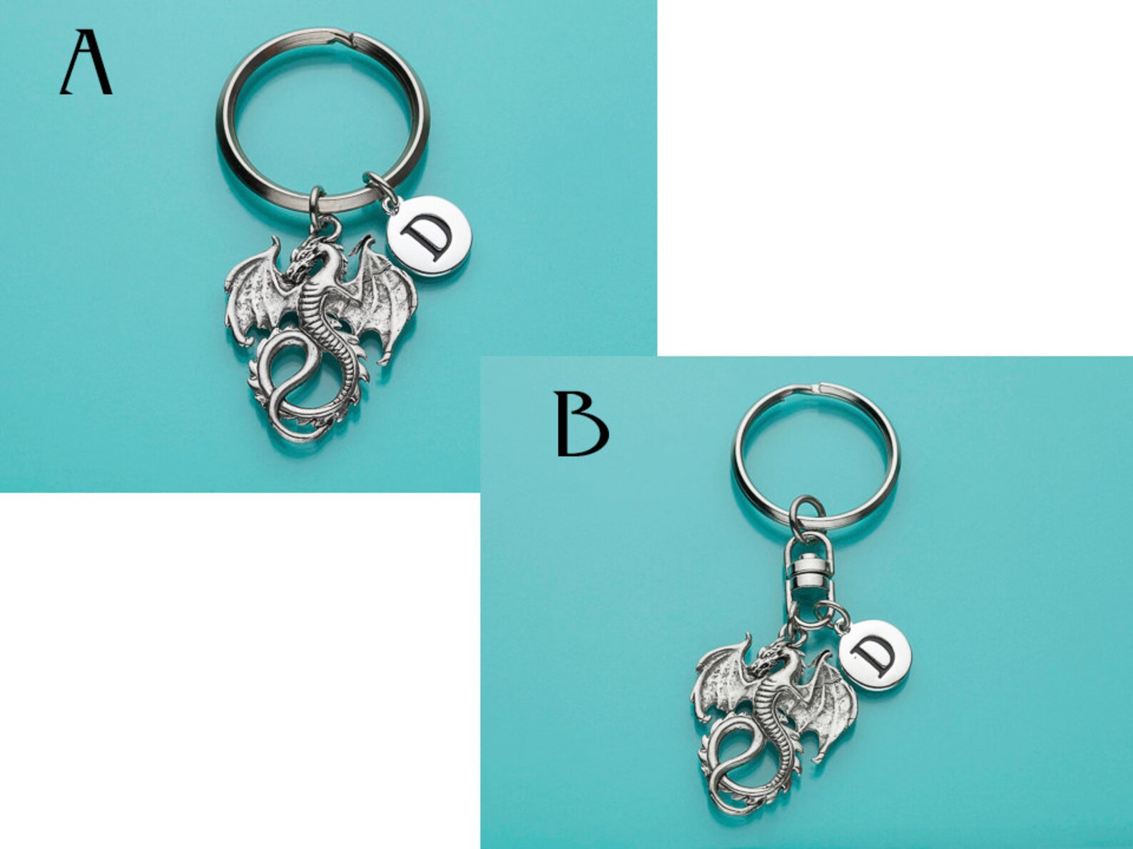 Dragon Keychain Dragon Key Ring Initial Keychain | Etsy