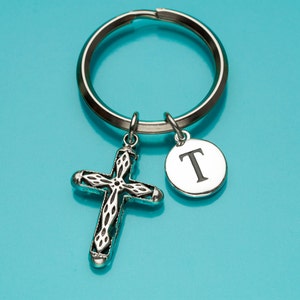 Celtic Cross Keychain, Fancy Cross Key Ring, Religious Symbol, Initial ...