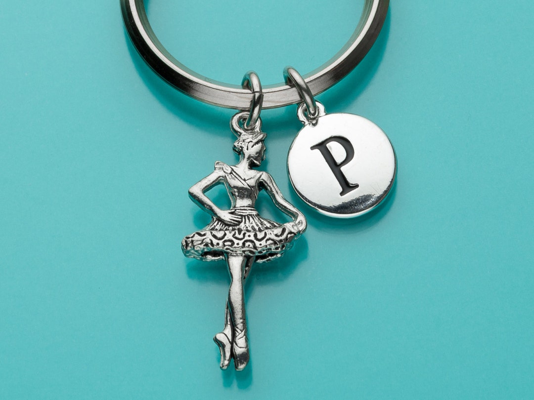 Ballerina Keychain, Ballerina Key Ring, Ballet Dancer Keyring, Initial ...