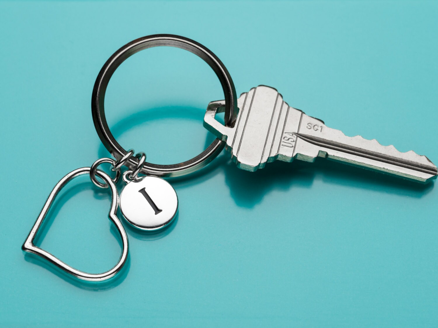 Heart Keychain Open Heart Key Ring Heart Outline Charm | Etsy