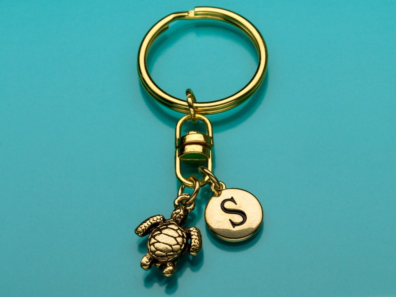 Sea Turtle Keychain Gold Sea Turtle Key Ring Sea Creature | Etsy