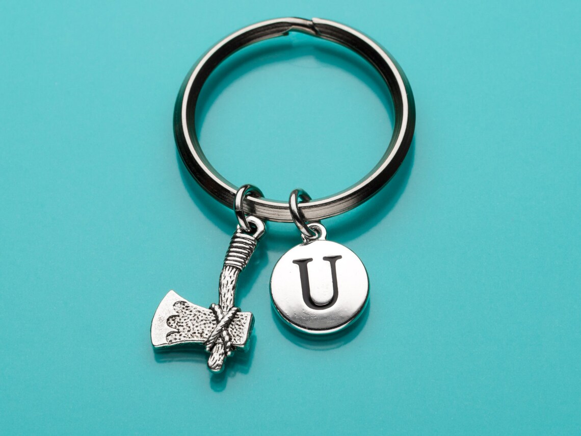 Hatchet Keychain, Hatchet Key Ring, Axe Charm, Tool Charm, Initial ...