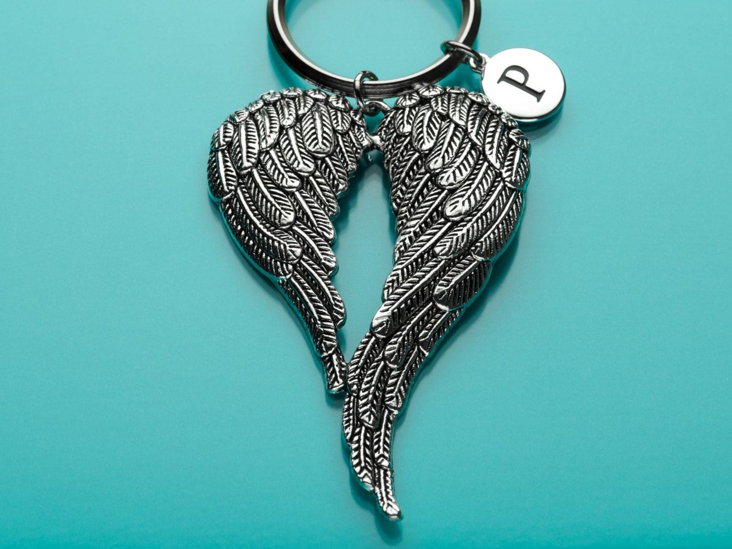 Huge Angel Wing Heart Keychain Huge Angel Wings Key Ring | Etsy