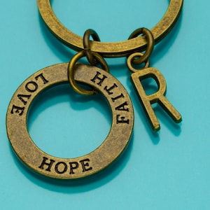 Faith Hope Love Keychain, Bronze Faith Hope Love Key Ring ...