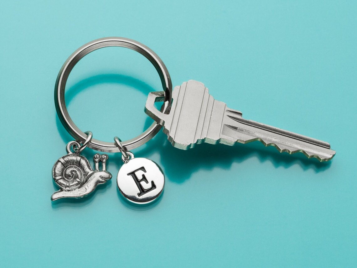 Snail Keychain Snail Key Ring Initial Keychain Personalized | Etsy