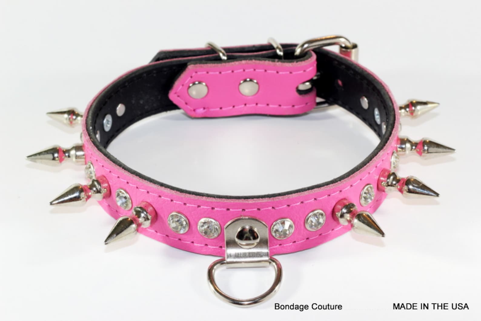 Spiked Leather Human Collar Pink Bdsm Collar Pink Spiked Etsy