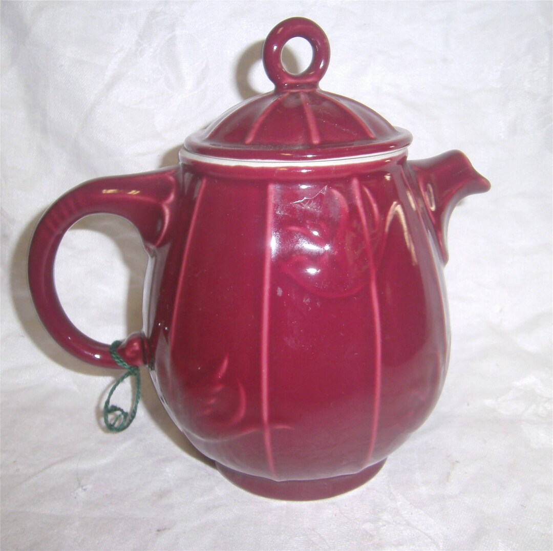 Hall China Maroon Birdcage Teapot 1930's - Etsy