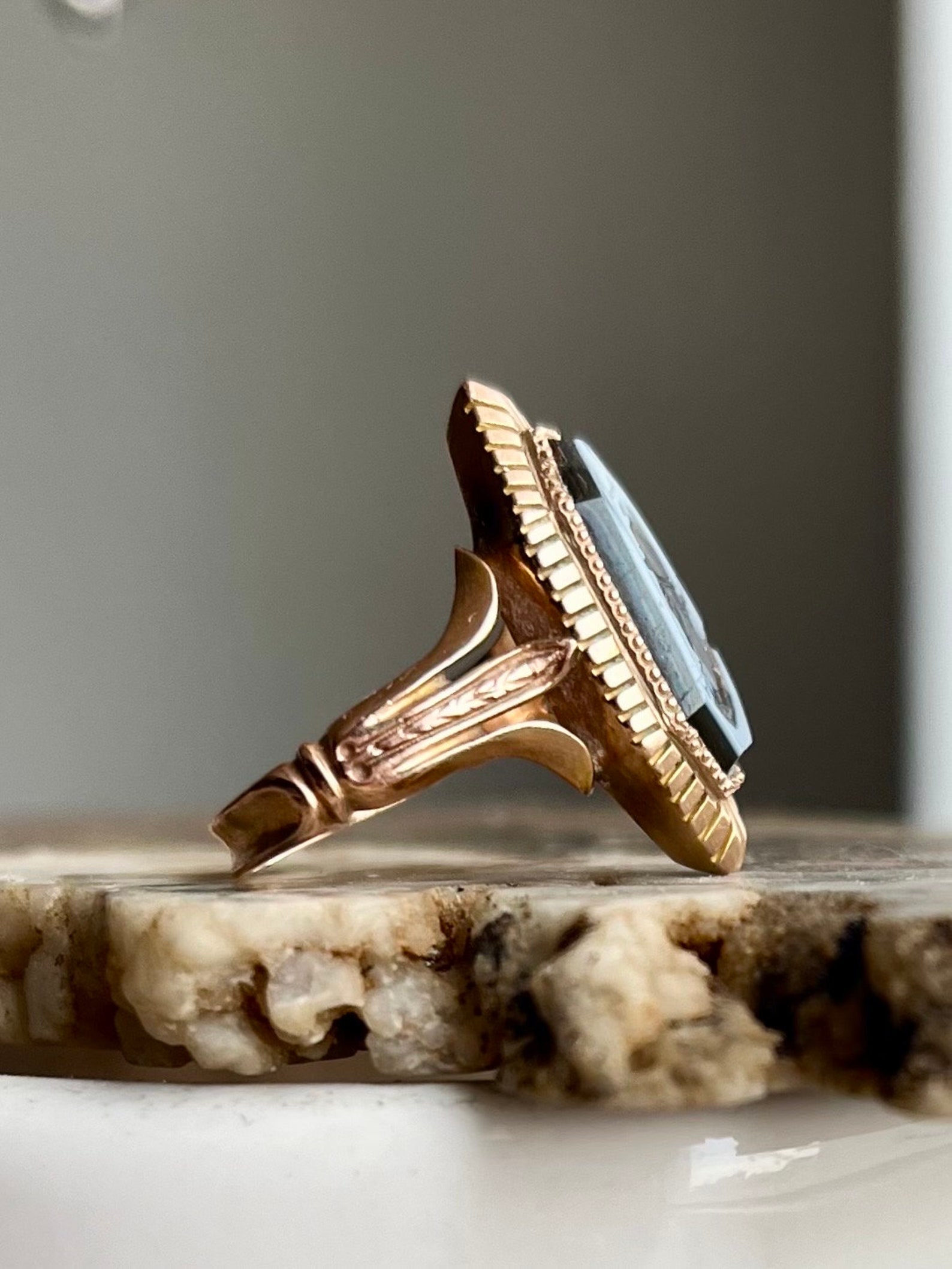 Antique Victorian Intaglio Gold Ring 14k Athena Ring - Etsy