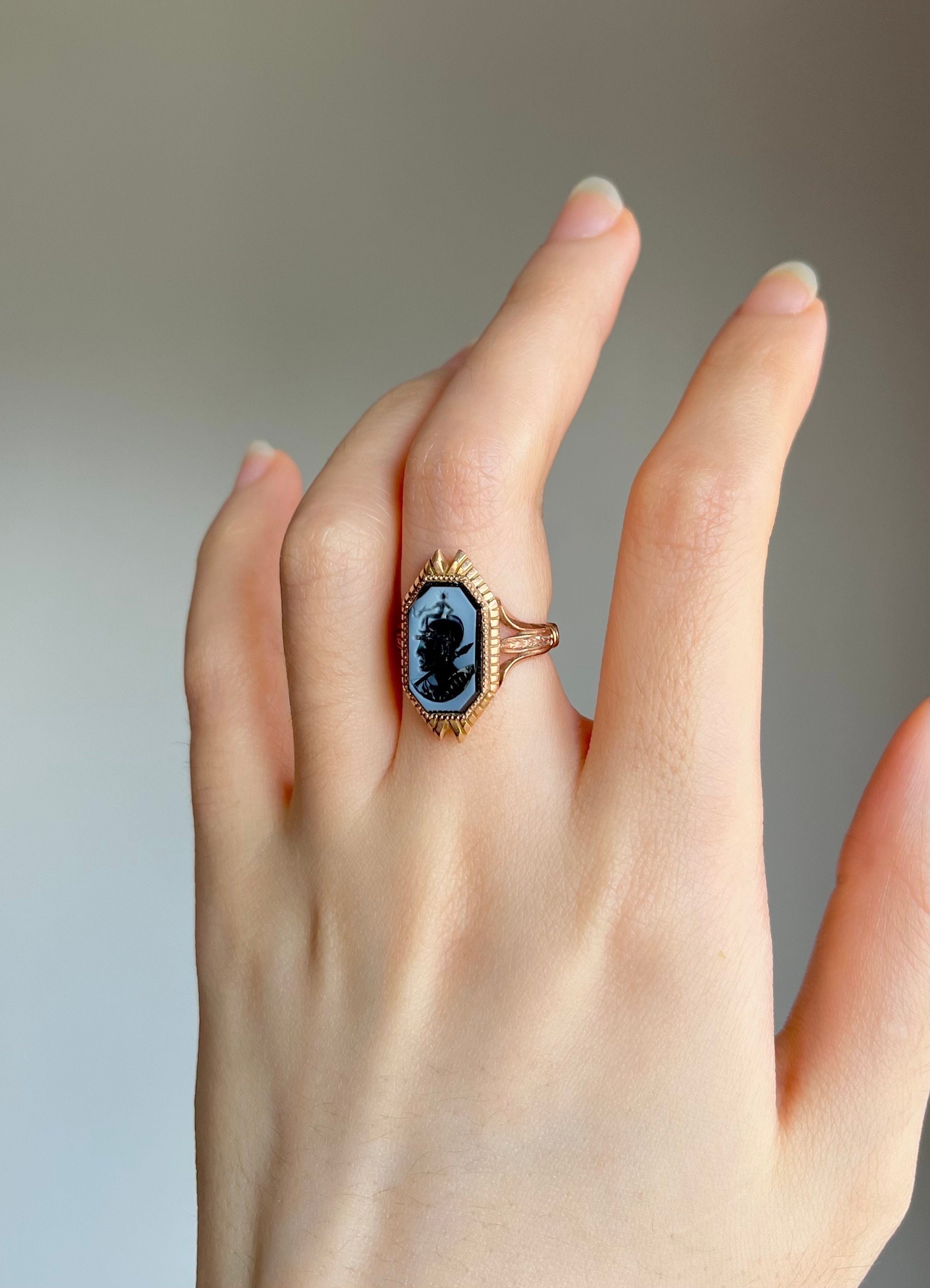 Antique Victorian Intaglio Gold Ring 14k Athena Ring - Etsy