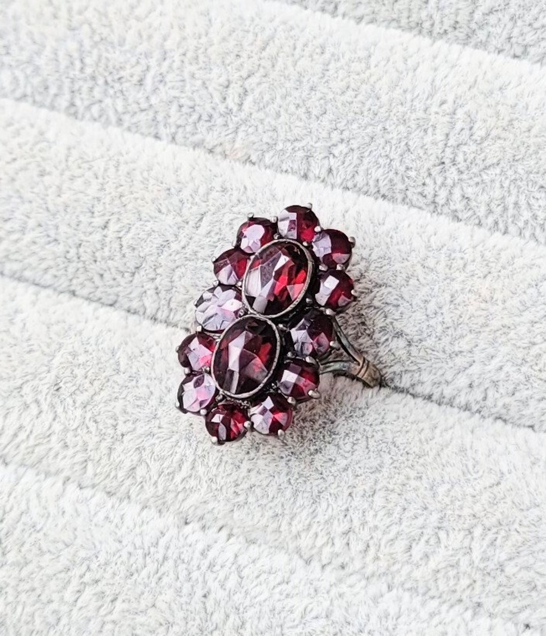 Antique Victorian Bohemian Garnet Cluster Ring 10k Gold - Etsy