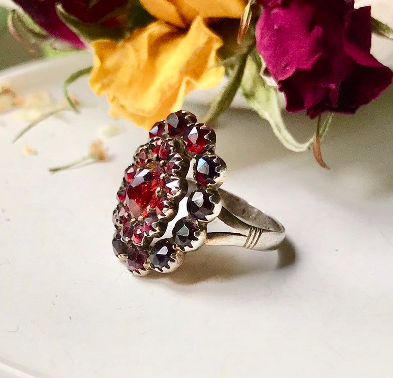 Antique Victorian Bohemian Garnet Ring Sterling Silver - Etsy