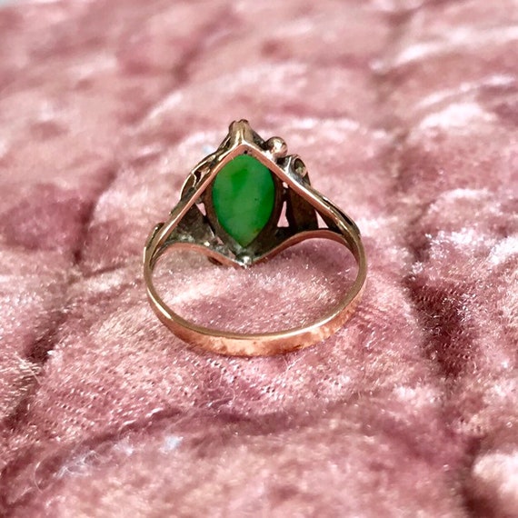Antique Chinese imperial jade ring 14K 18K gold navet… - Gem