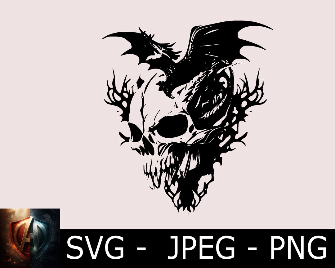 Skull and Dragon SVG JPEG PNG Cutting Template, Vinyl Template - Etsy