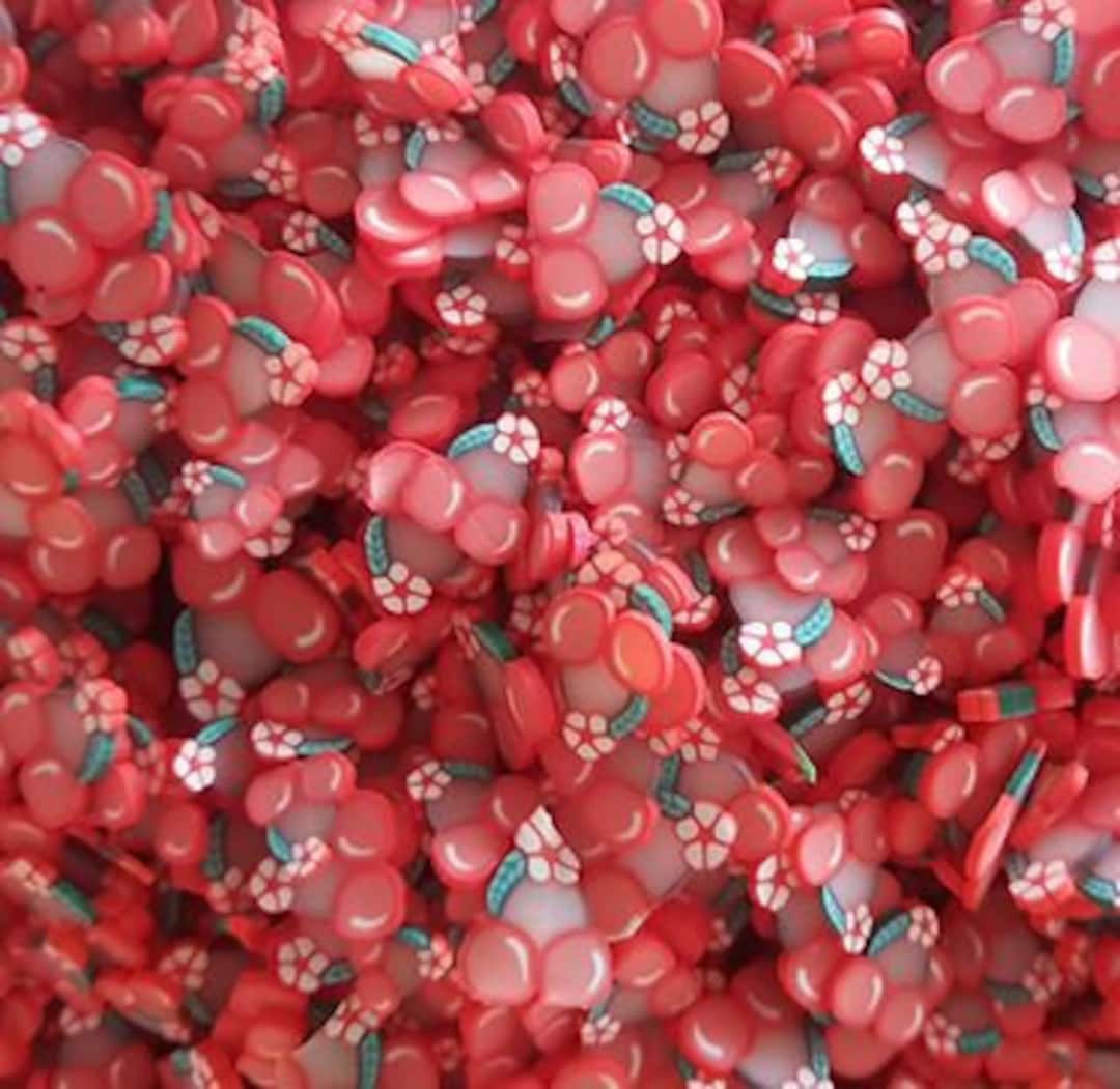 15g Polymer Clay CHERRIES Slices Miniature Jewelry Faux - Etsy