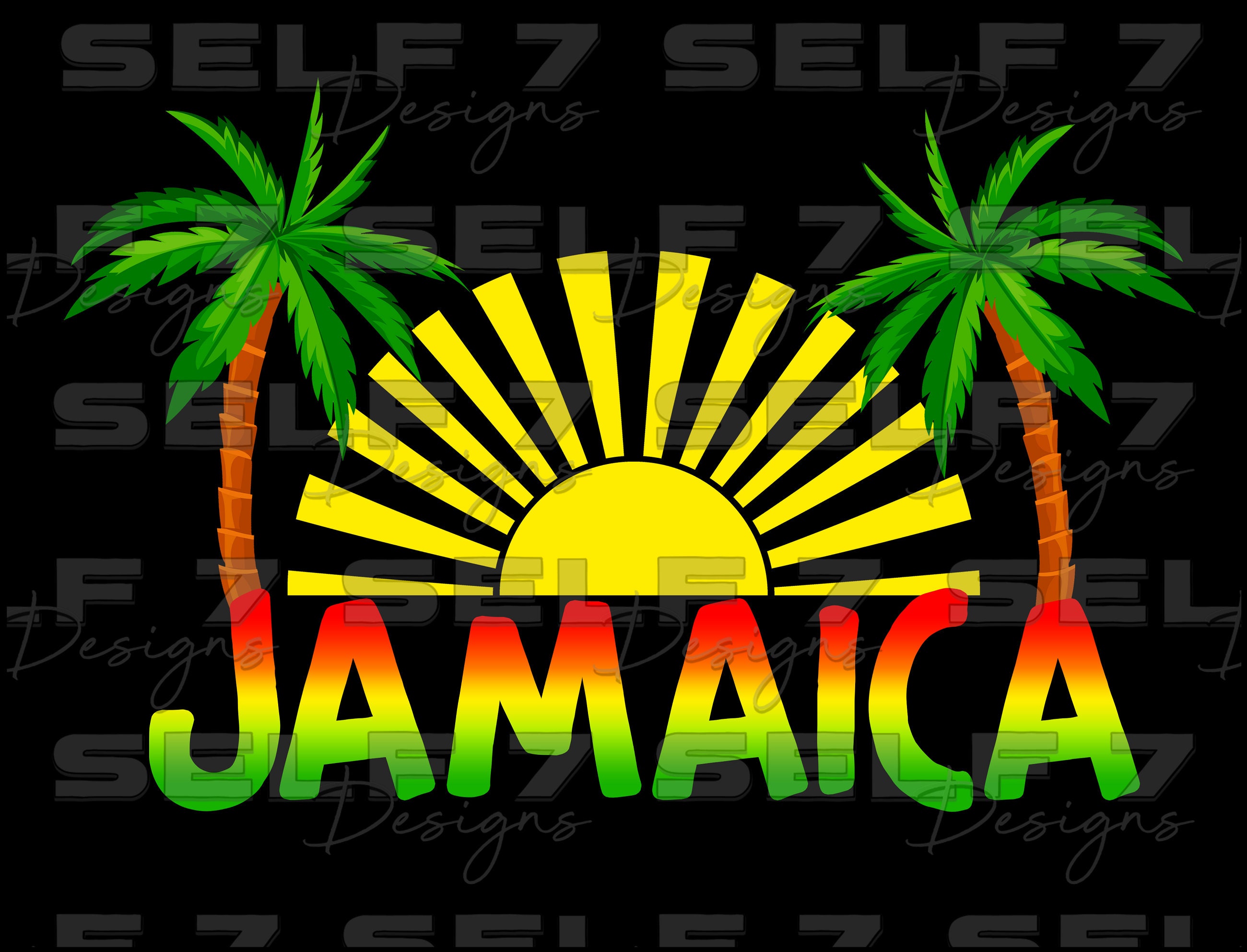 Jamaica Sun And Palm Trees Sublimation Png Etsy