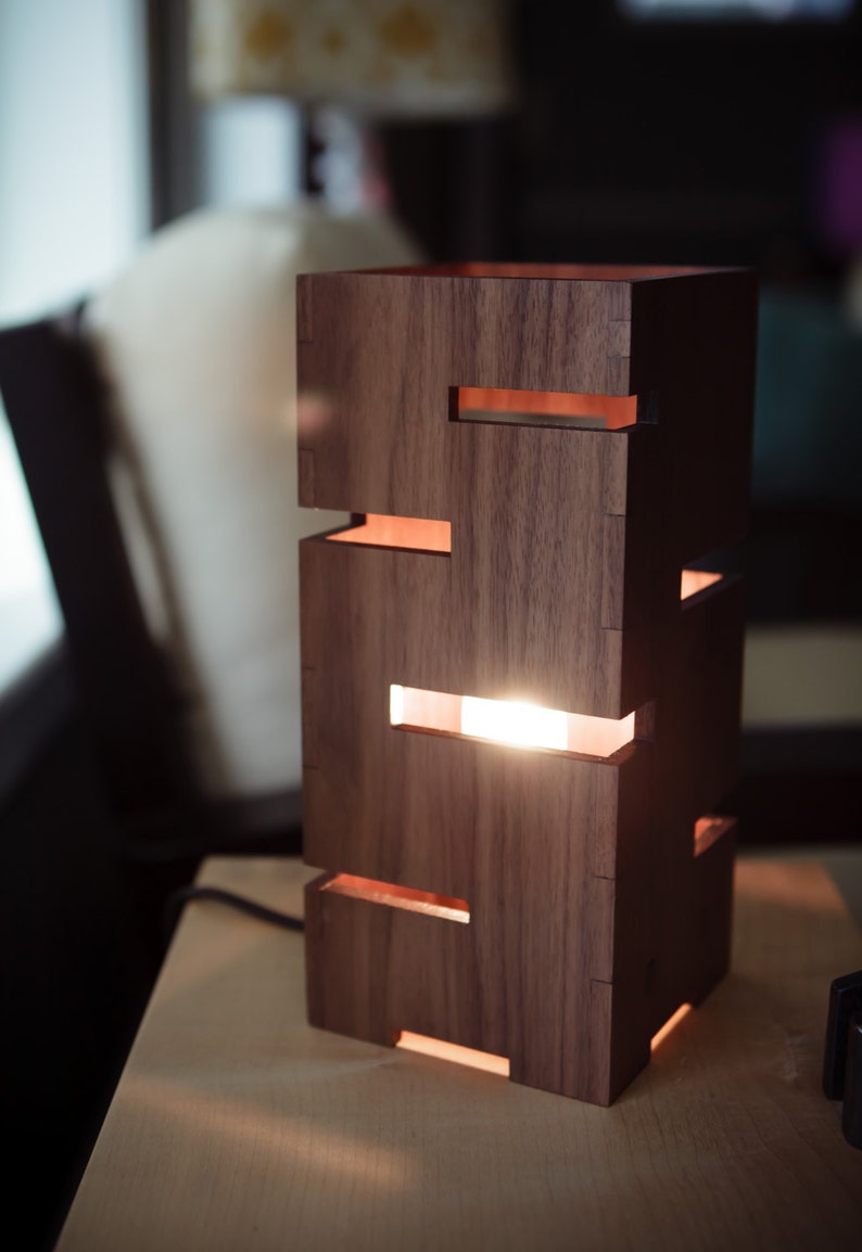 Geometric Wooden Lamp | Etsy