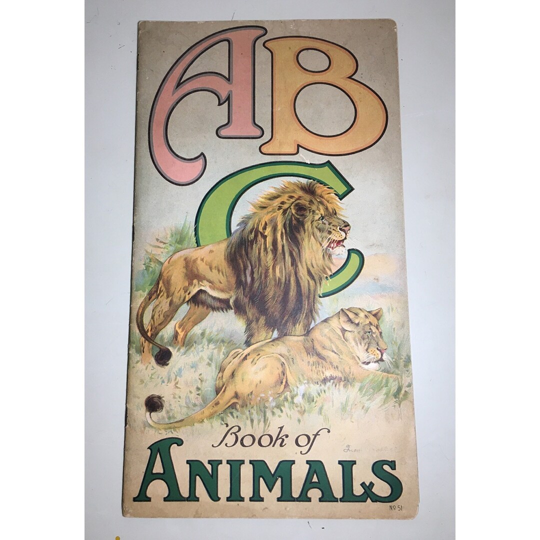 1927 ABC Book of ANIMALS Julia Anne Rogers Color Illustrations Stecher ...