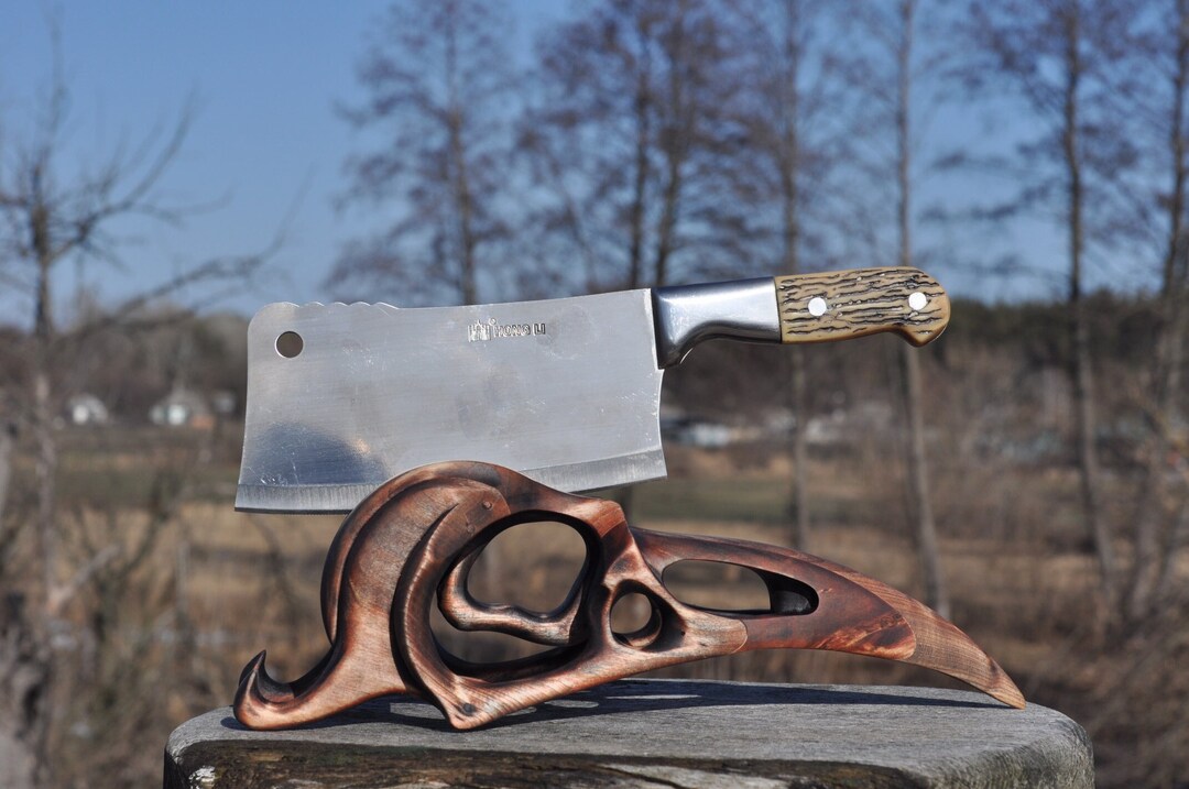 Wood Raven Skull Crow Stand for Axe or Hatchet or Big Knife Holder ...