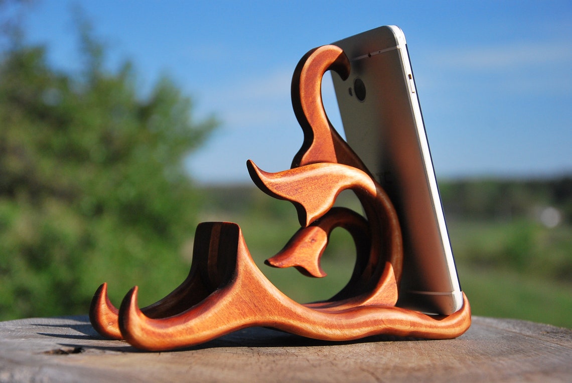 Iphone Stand Phone Holder Wood Decor Table Wooden Flowers - Etsy